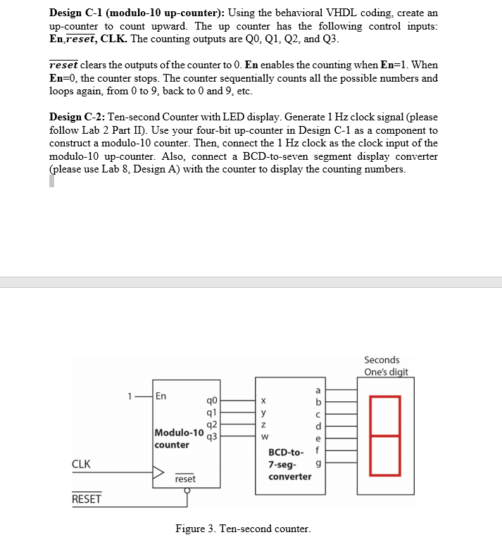 Solved Design C-1 (modulo-10 up-counter): Using the | Chegg.com