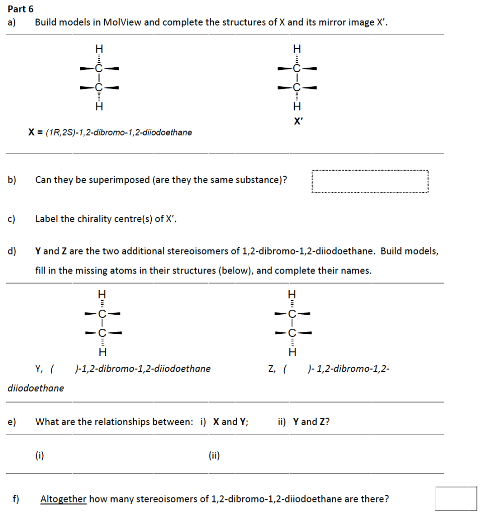 Solved Part 6 a) Build models in MolView and complete the | Chegg.com