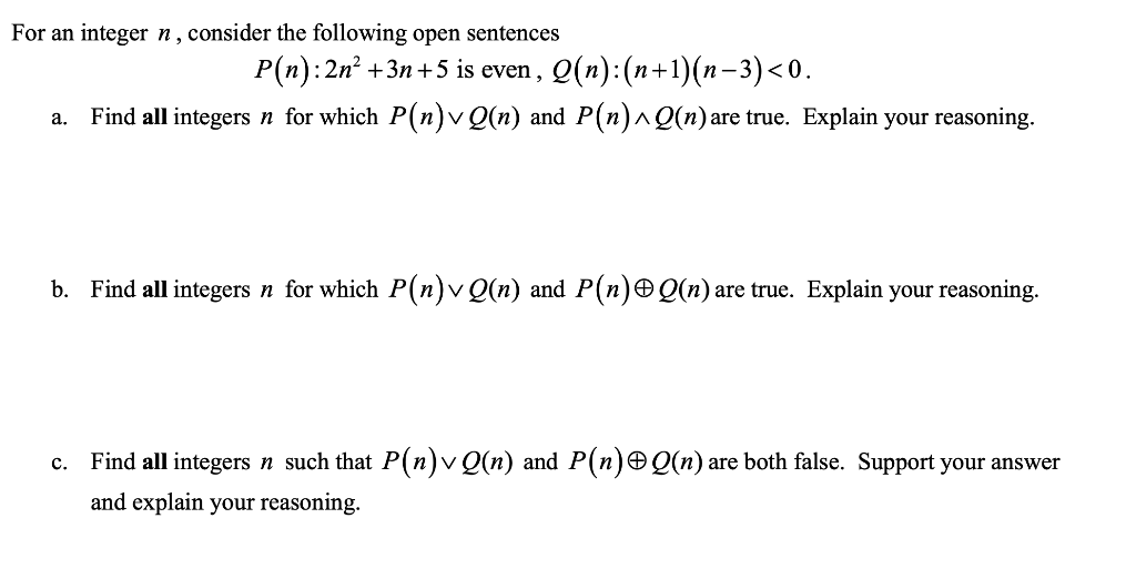 Solved For an integer n, consider the following open | Chegg.com
