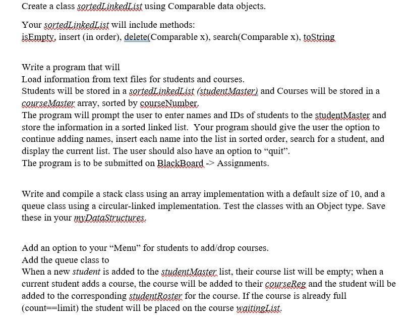 Solved Design a class Student implements Comparable The data | Chegg.com