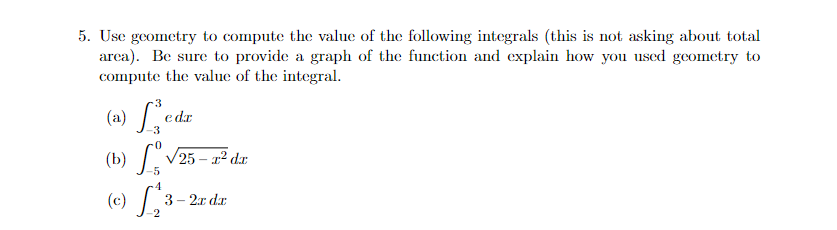 Solved 5. Use geometry to compute the value of the following | Chegg.com
