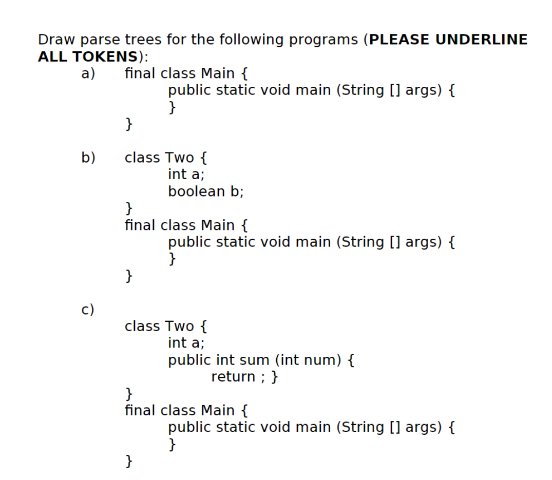 Given the following grammar for a subset of Java: | Chegg.com