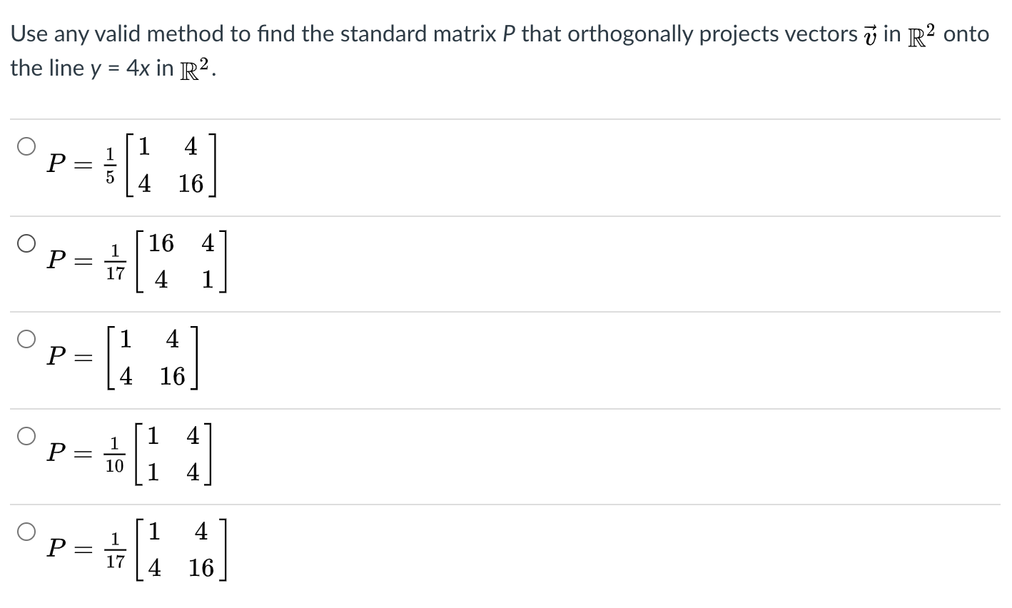 Solved Use any valid method to find the standard matrix P | Chegg.com
