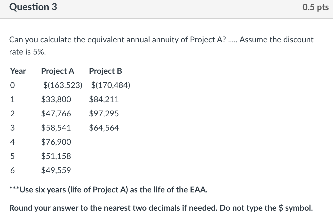 Solved Can you calculate the equivalent annual annuity of | Chegg.com