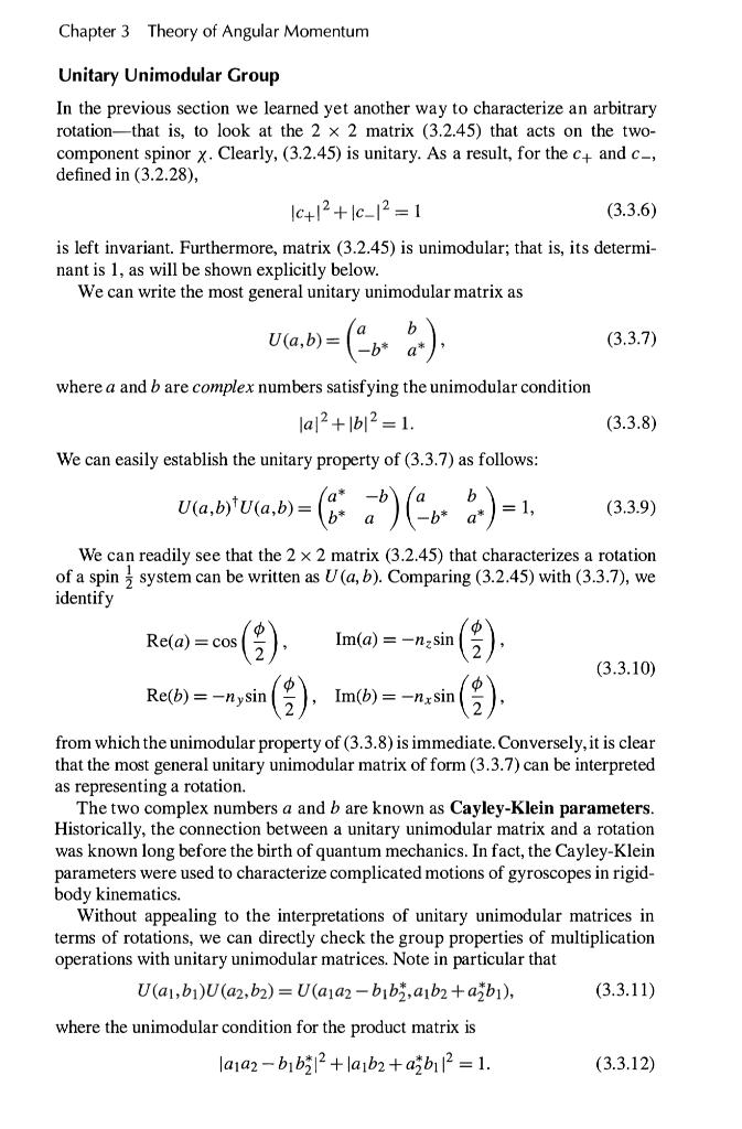Solved Chapter 3 Theory of Angular Momentum Unitary | Chegg.com
