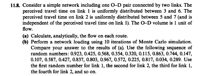 11.8. Consider a simple network including one O-D | Chegg.com