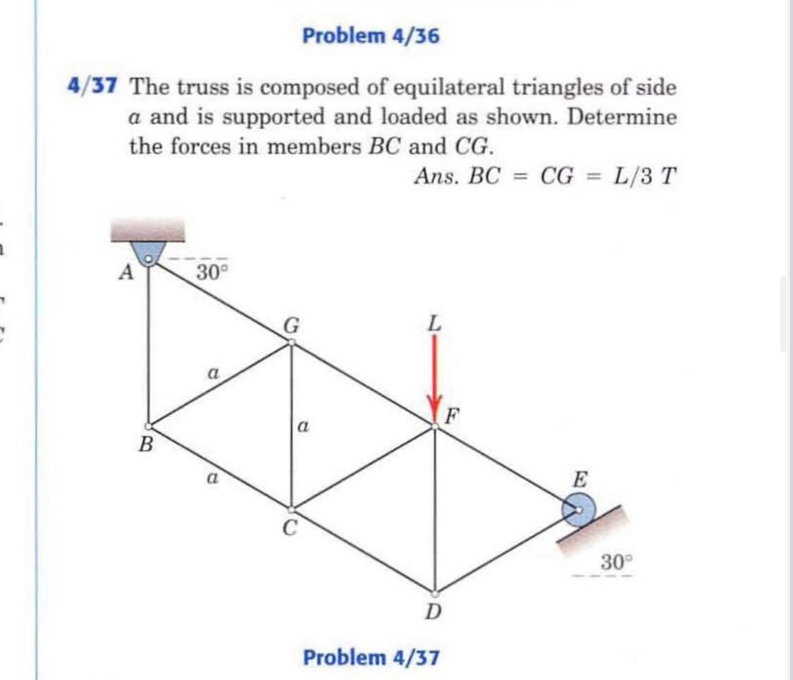 Solved Problem 4/36 4/37 The truss is composed of | Chegg.com