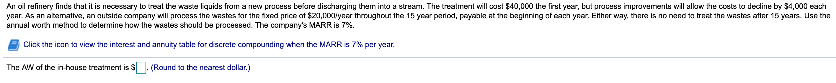Solved An oil refinery finds that it is necessary to treat | Chegg.com