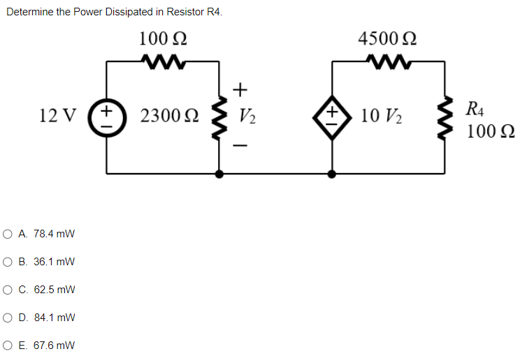Solved Determine the Power Dissipated in Resistor R4. A. | Chegg.com
