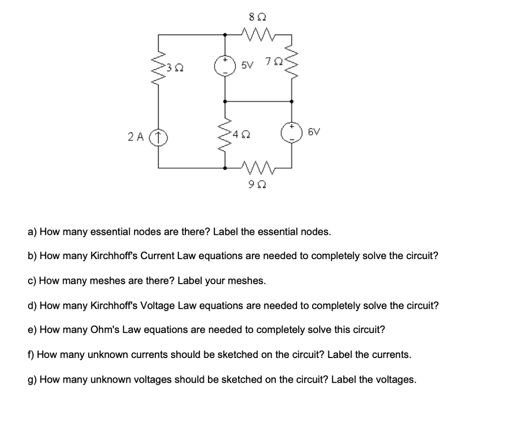 Solved 8 S2 3 S2 2 A 4Ω 6V 9Ω a) How many essential nodes | Chegg.com