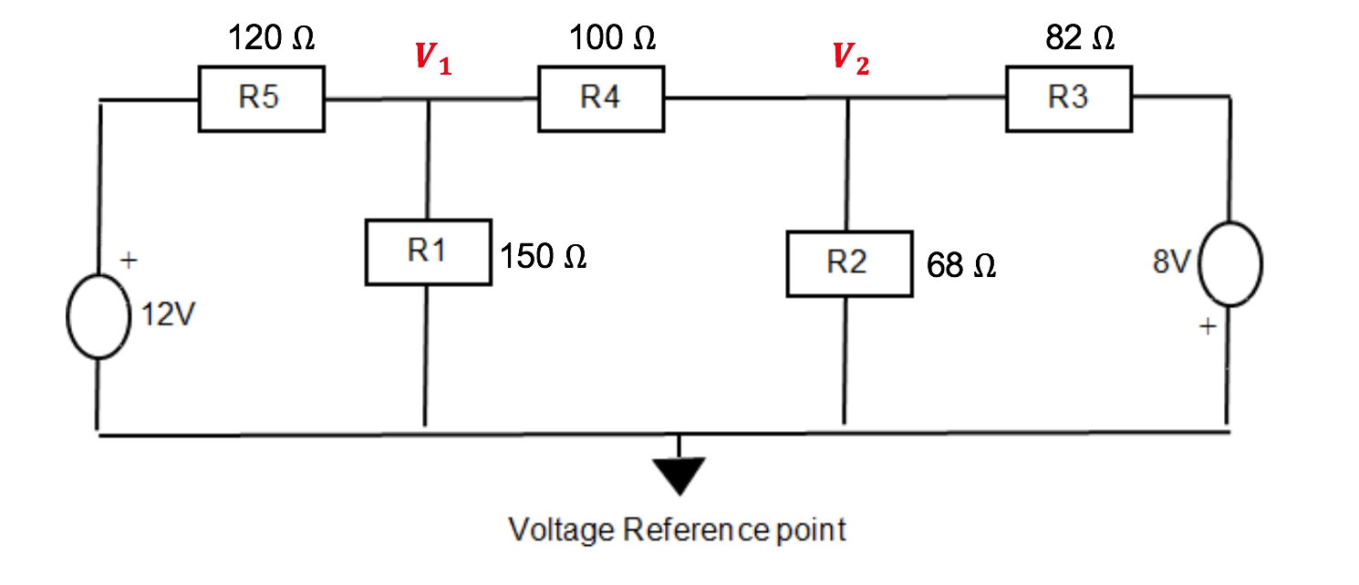 Solved Using the node voltage method, calculate the two | Chegg.com