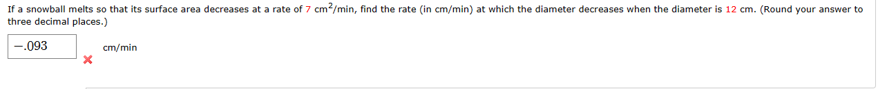 Solved three decimal places.) * cm/min | Chegg.com