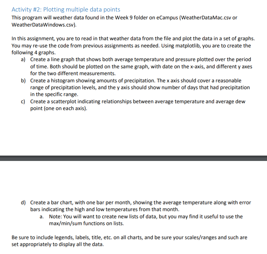 Activity #2: Plotting multiple data points This | Chegg.com
