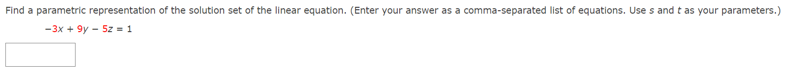 Solved Find a parametric representation of the solution set | Chegg.com