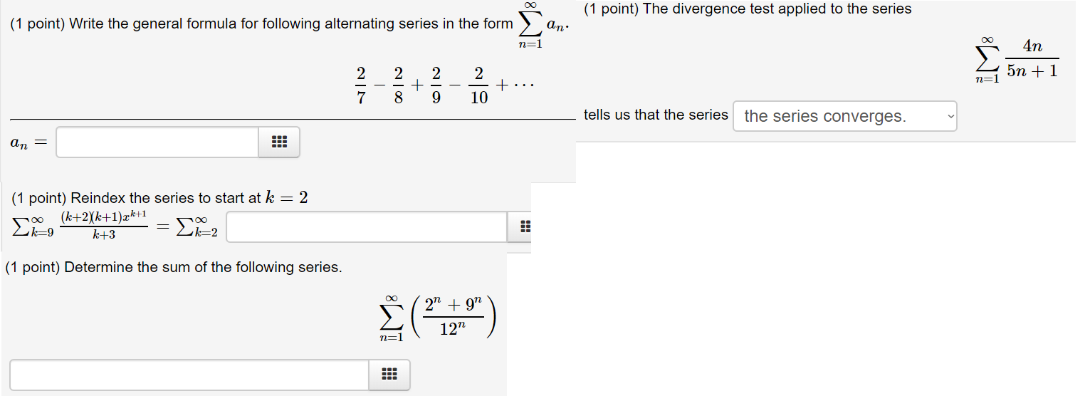 Solved (1 point) Write the general formula for following | Chegg.com