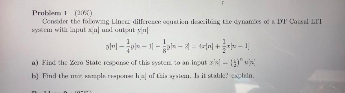 Solved Problem 1 20 Consider The Following Linear