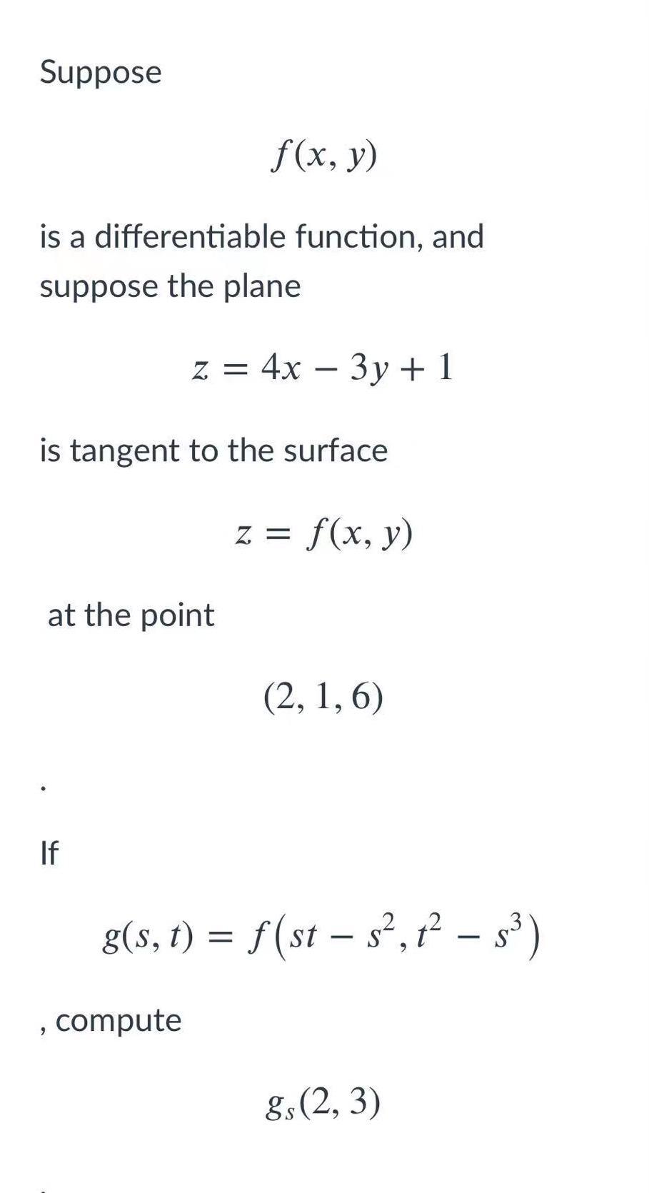 Solved Suppose f(x, y) is a differentiable function, and | Chegg.com