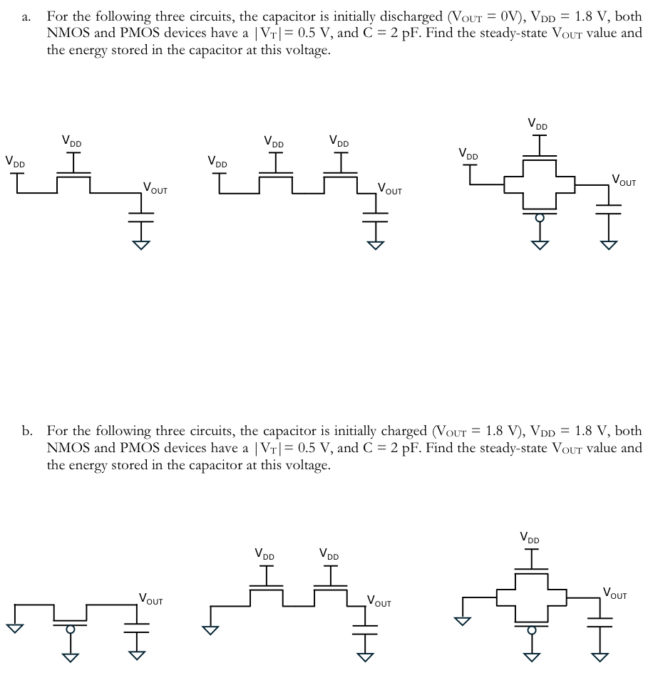 Solved a. ﻿For the following three circuits, the capacitor | Chegg.com