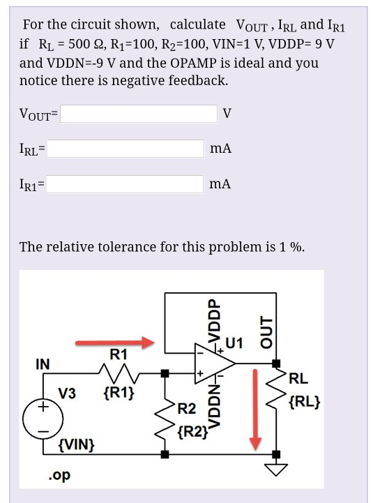 Solved For the circuit shown, calculate VouT, IRI and IR1 if | Chegg.com