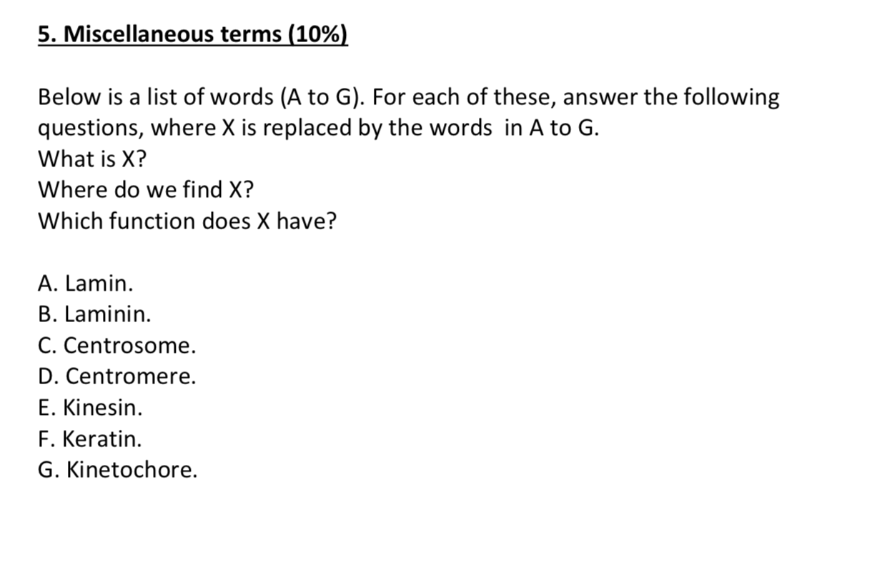 Solved Miscellaneous terms (10%)Below is a list of words (A | Chegg.com