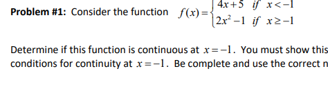 Solved Problem #1: Consider the function | Chegg.com
