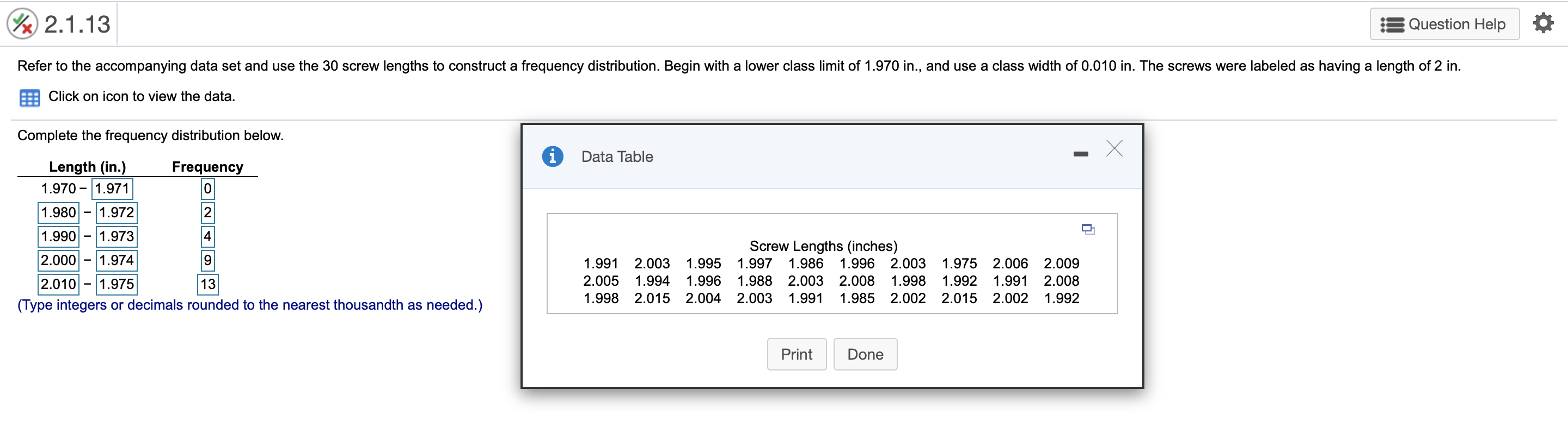 Solved 2.1.13 3 Question Help Refer to the accompanying data | Chegg.com