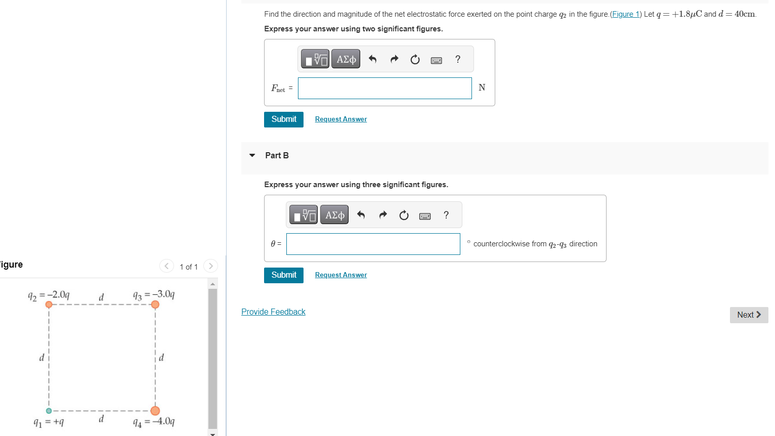 Solved Find the direction and magnitude of the net | Chegg.com