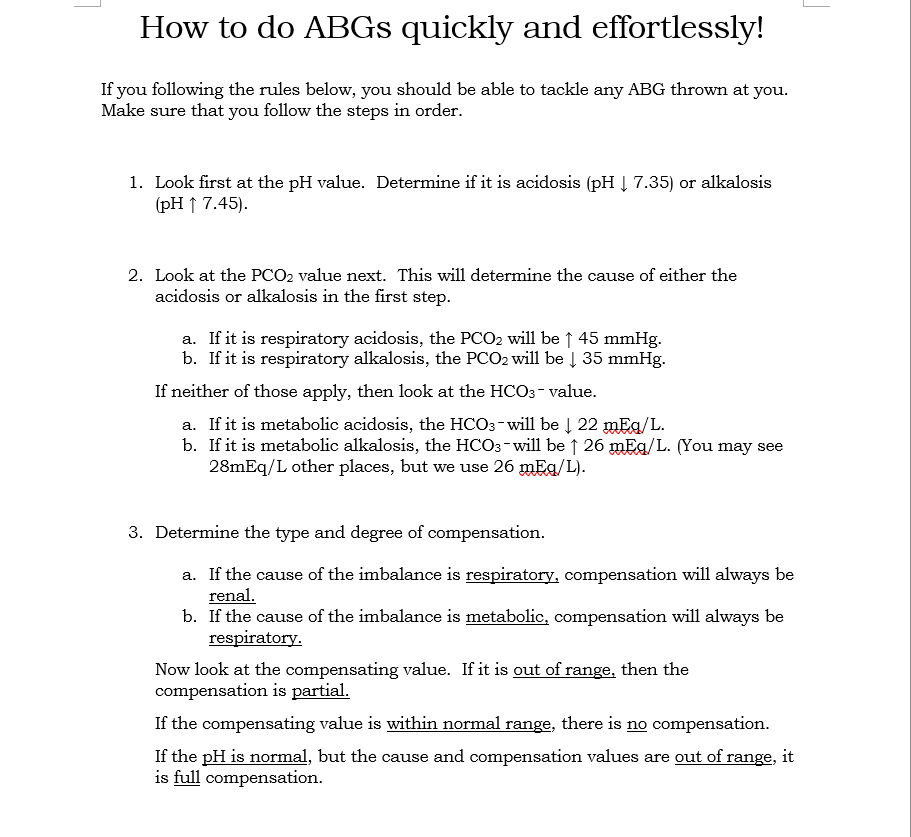 How to do ABGs quickly and effortlessly! you | Chegg.com