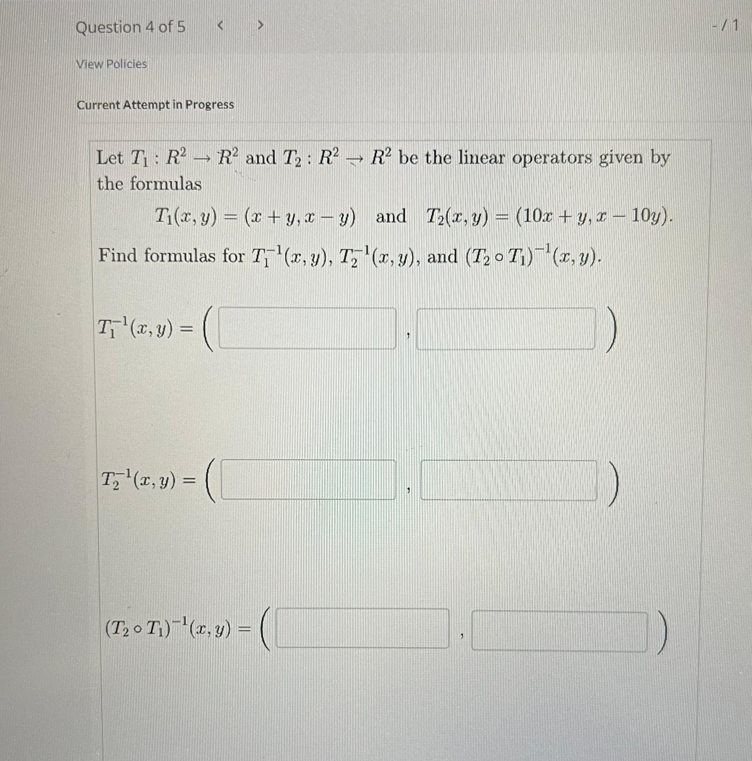 Solved Let T1:R2→R2 ﻿and T2:R2→R2 ﻿be the linear operators | Chegg.com