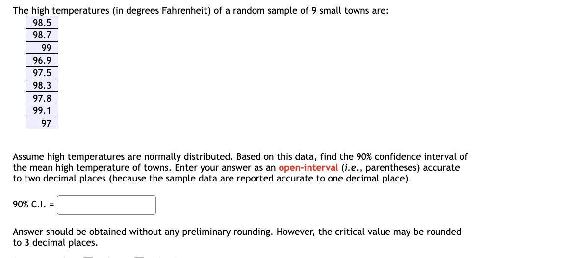 Solved The high temperatures (in degrees Fahrenheit) ﻿of a | Chegg.com