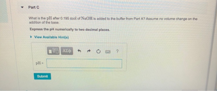 Solved ble Part A What is the pH of a buffer prepared by | Chegg.com