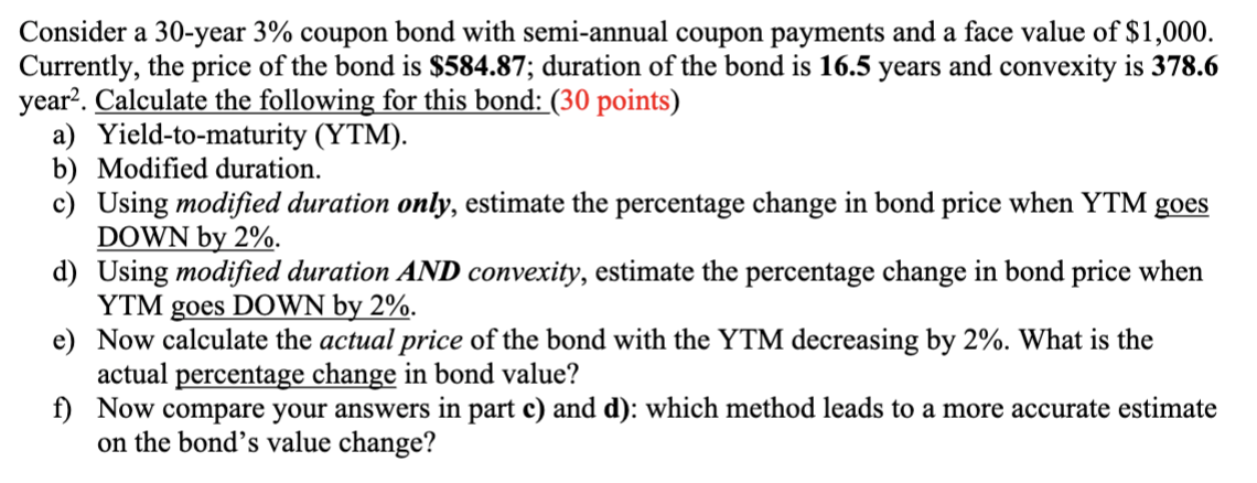 Solved Consider a 30 -year 3% coupon bond with semi-annual | Chegg.com