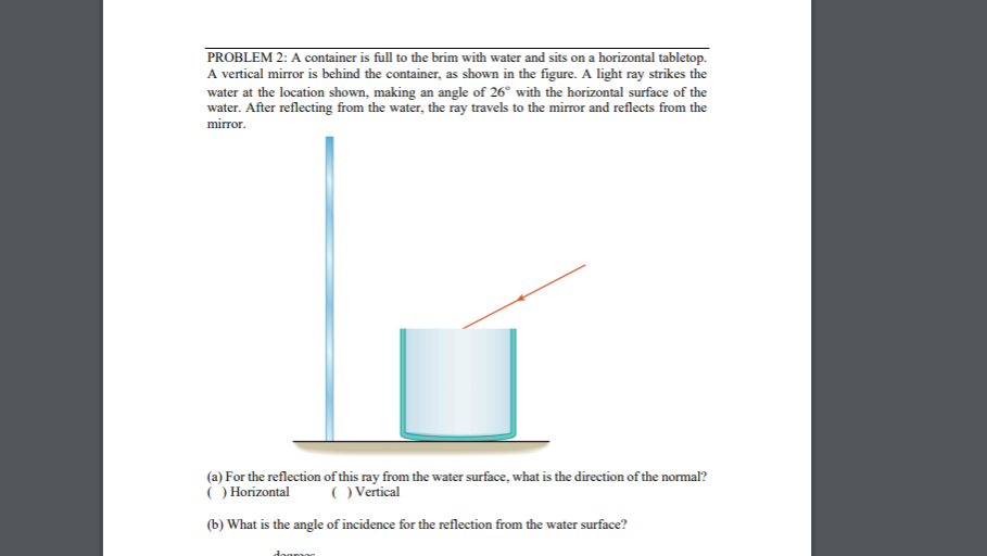 Solved PROBLEM 2: A container is full to the brim with water | Chegg.com