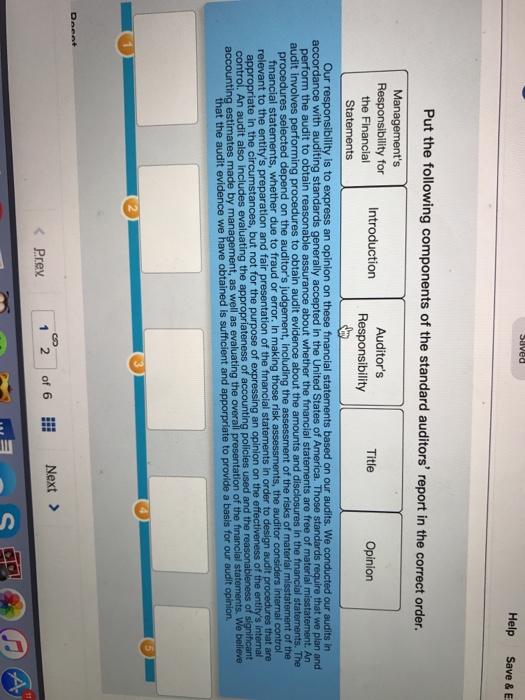 Solved ises: Ch. 2 &3 Help Save &Exit Put the following | Chegg.com