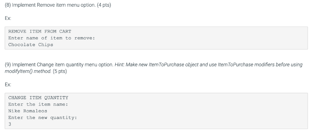 Solved 7.24 LAB*: Program: Online shopping cart (Part 2) | Chegg.com