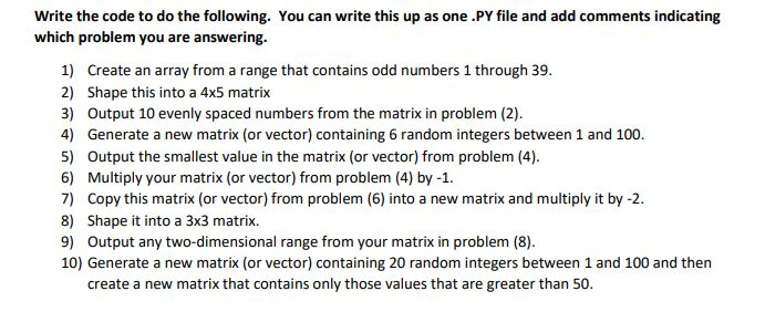 Solved Write the code to do the following. You can write | Chegg.com