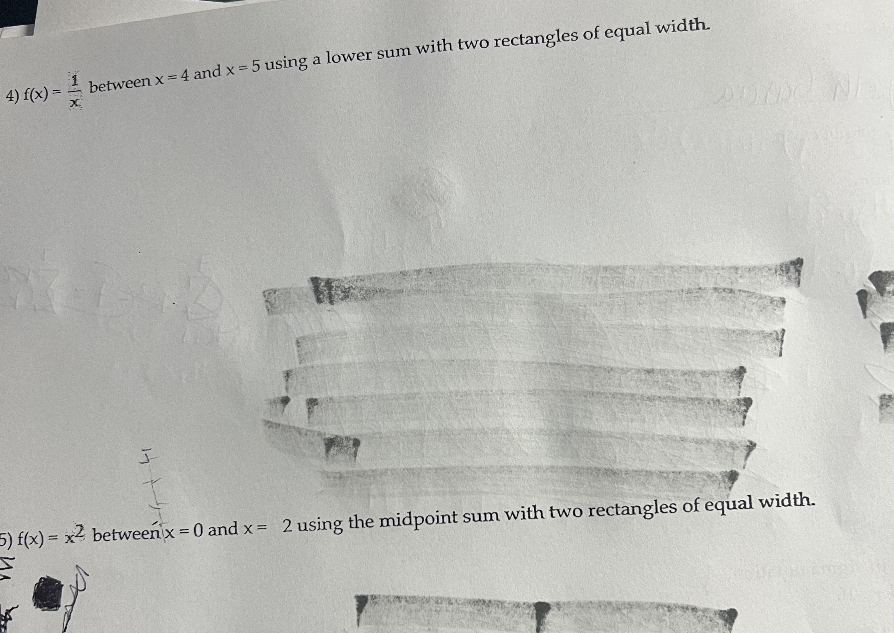 Solved 4) f(x)=x1 between x=4 and x=5 using a lower sum with | Chegg.com