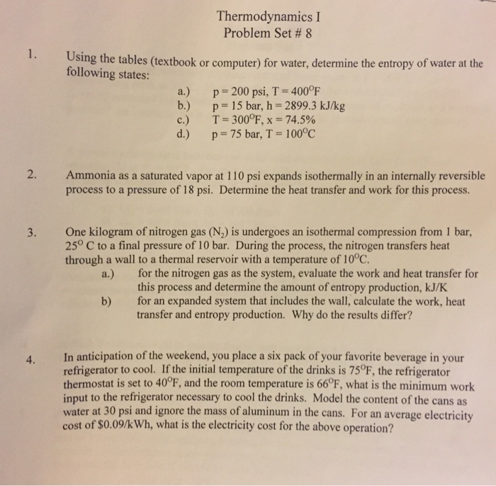 Solved Using the tables (textbook or computer) for water, | Chegg.com