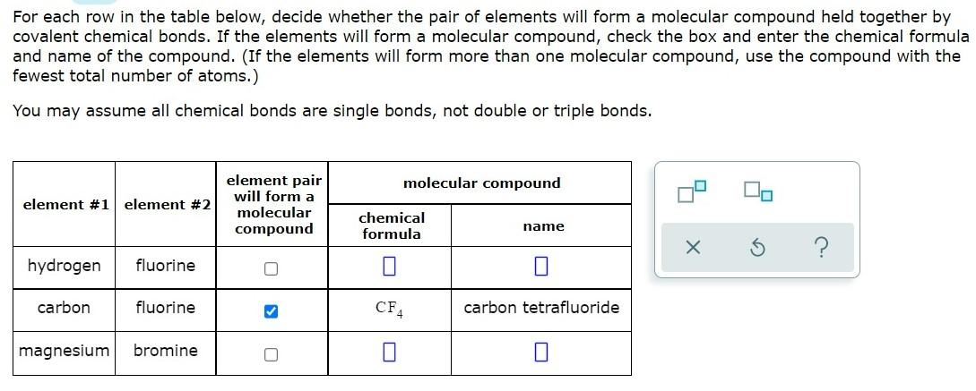 Solved For each row in the table below, decide whether the | Chegg.com