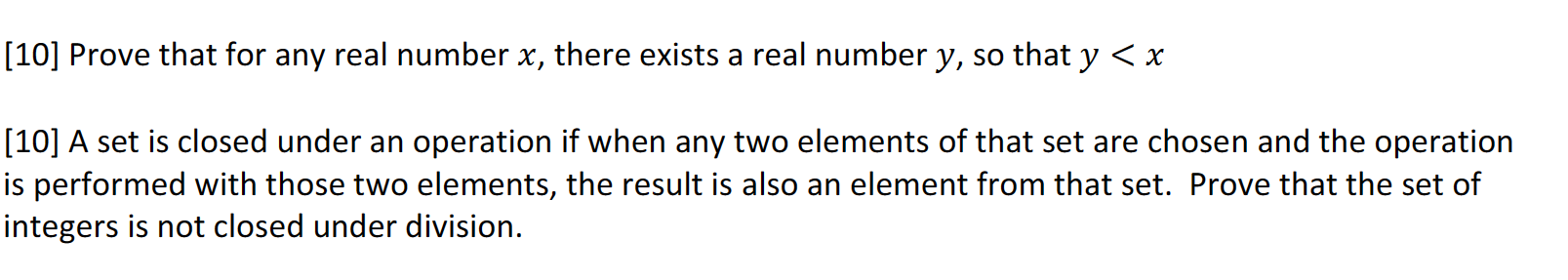 Solved 10] Prove that for any real number x, there exists a | Chegg.com