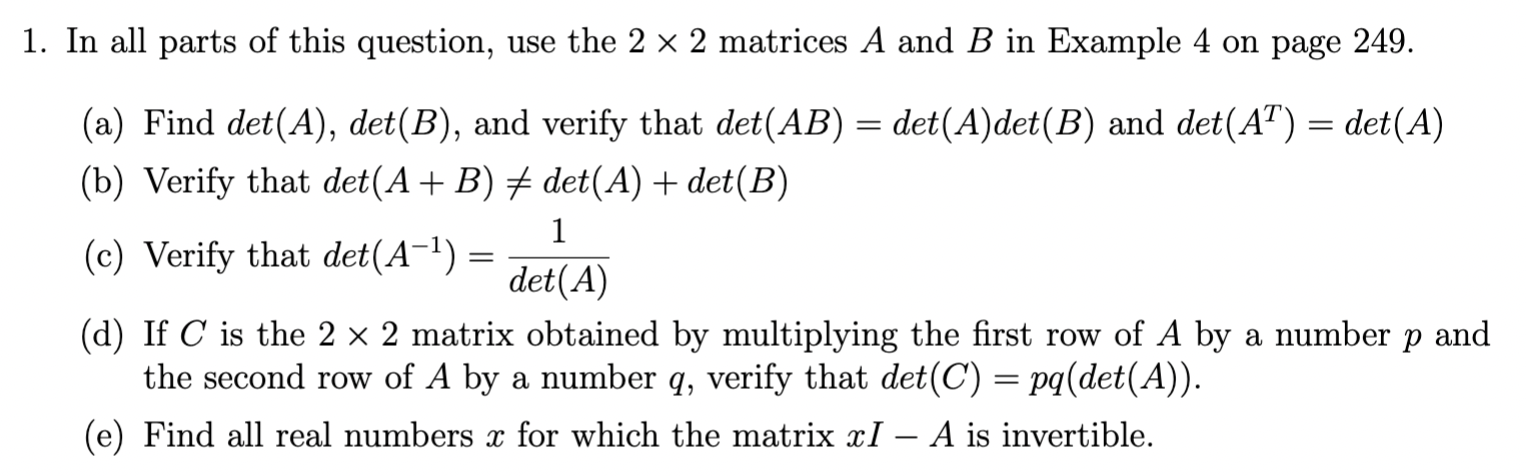 Solved 1. In all parts of this question, use the 2 x 2 | Chegg.com