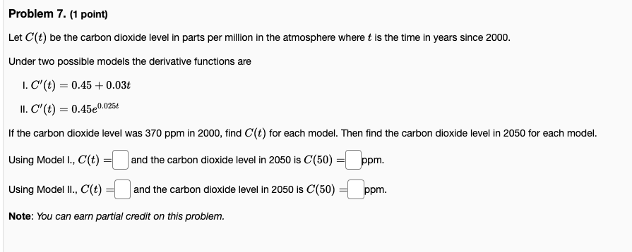 Solved Let C(t) be the carbon dioxide level in parts per | Chegg.com