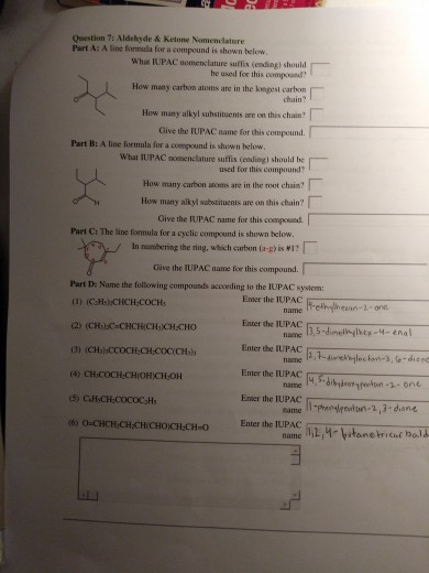 Solved Question 7: Aldehyde & Ketone Nomenclature Part A: A | Chegg.com