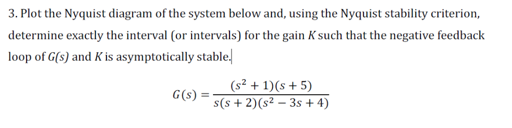 3. Plot the Nyquist diagram of the system below and, | Chegg.com
