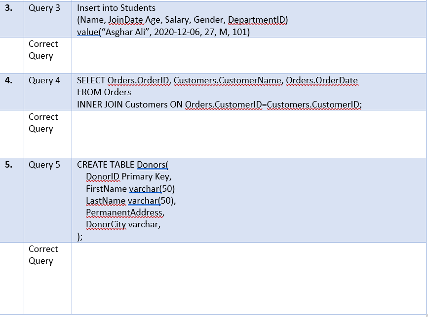 Solved 3. Query 3 Insert into Students (Name, JoinDate Age, | Chegg.com