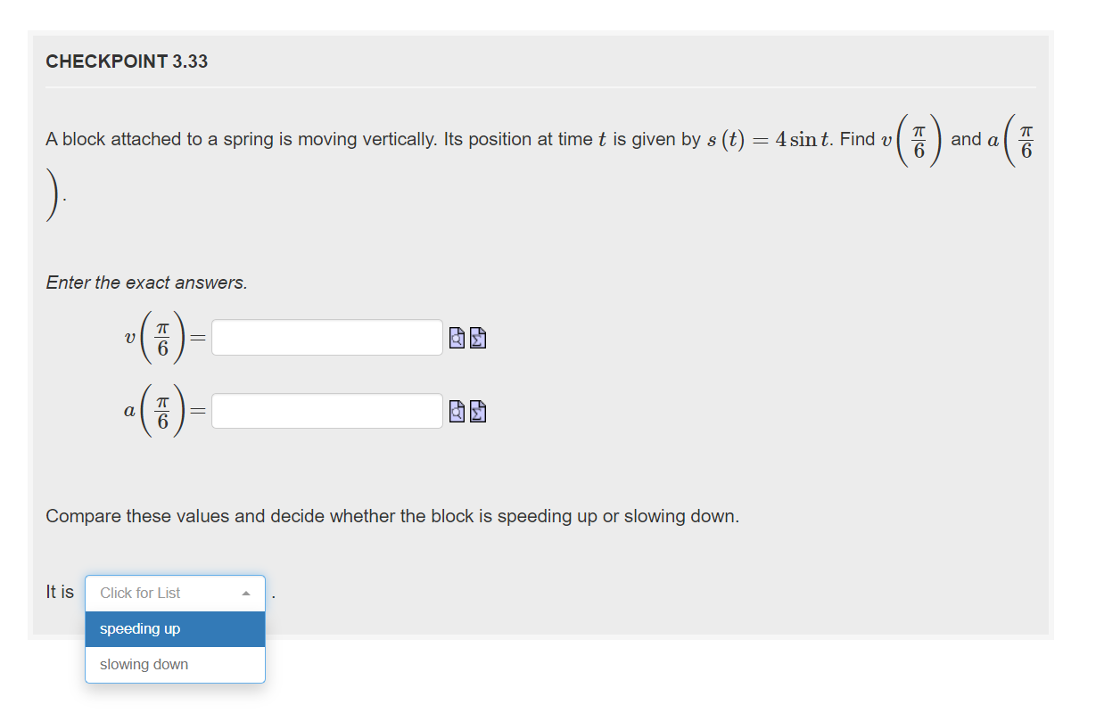 Solved CHECKPOINT 3.33A block attached to a spring is moving | Chegg.com