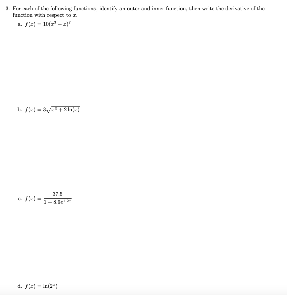 Solved For each of the following functions, identify an | Chegg.com