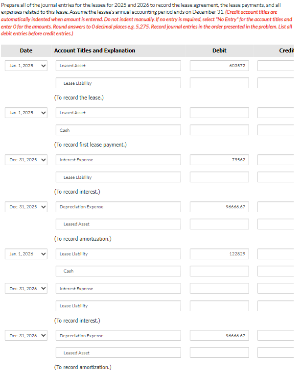 Prepare all of the joumal entries for the lessee for | Chegg.com
