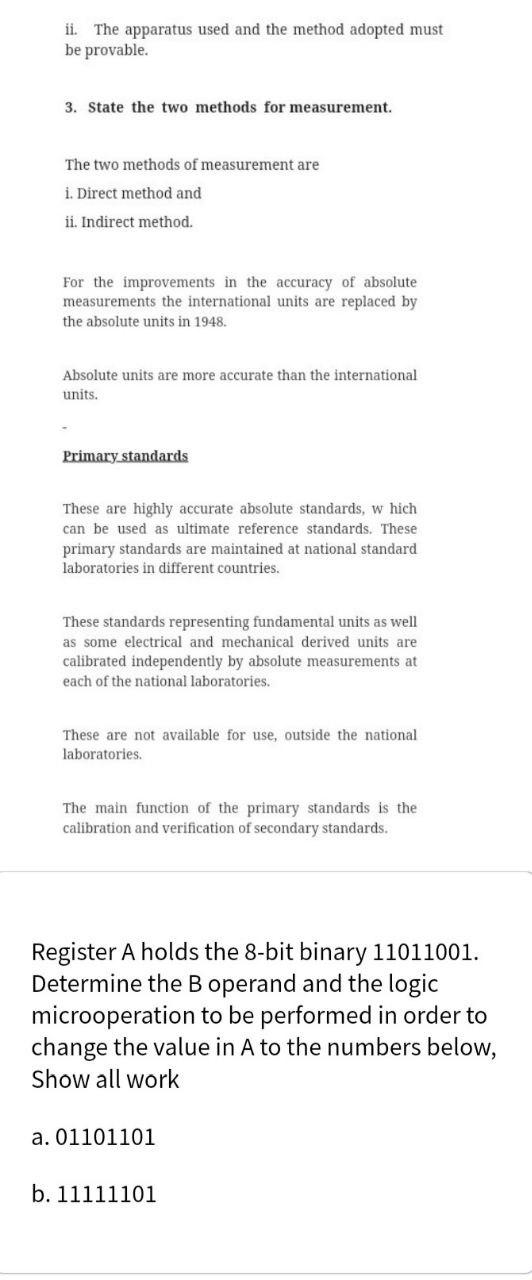 Solved ii. The apparatus used and the method adopted must be | Chegg.com