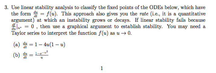 Solved 3. Use linear stability analysis to classify the | Chegg.com